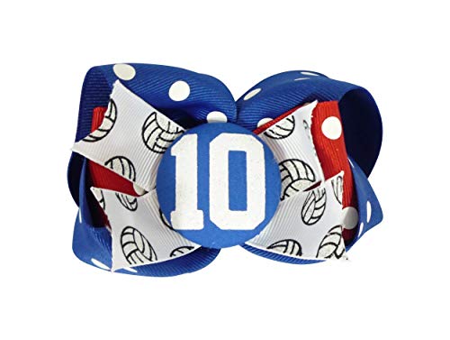Soccer Bow with Glitter Initial or Number Button, Hot Pink Black and White, Baseball Softball Cheer and Volleyball Football