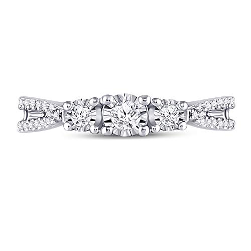 Dazzlingrock Collection 10kt White Gold Womens Round Diamond 3-stone Bridal Wedding Engagement Ring 1/3 ctw