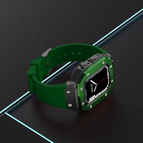 MGTCAR Alloy Watch Case Strap For Apple Watch Series 7 6 5 4 SE 45mm 42mm 44mm Modification Mod Kit watch Strap (Color : Black gold, Size : 44mm)