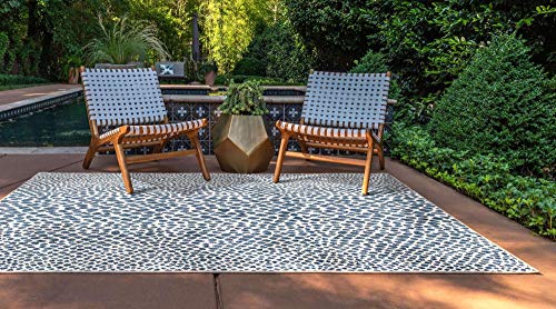 Unique Loom Outdoor Collection Area Rug - Cape Town (6' 1' x 9' Rectangle, Blue/ Olive)