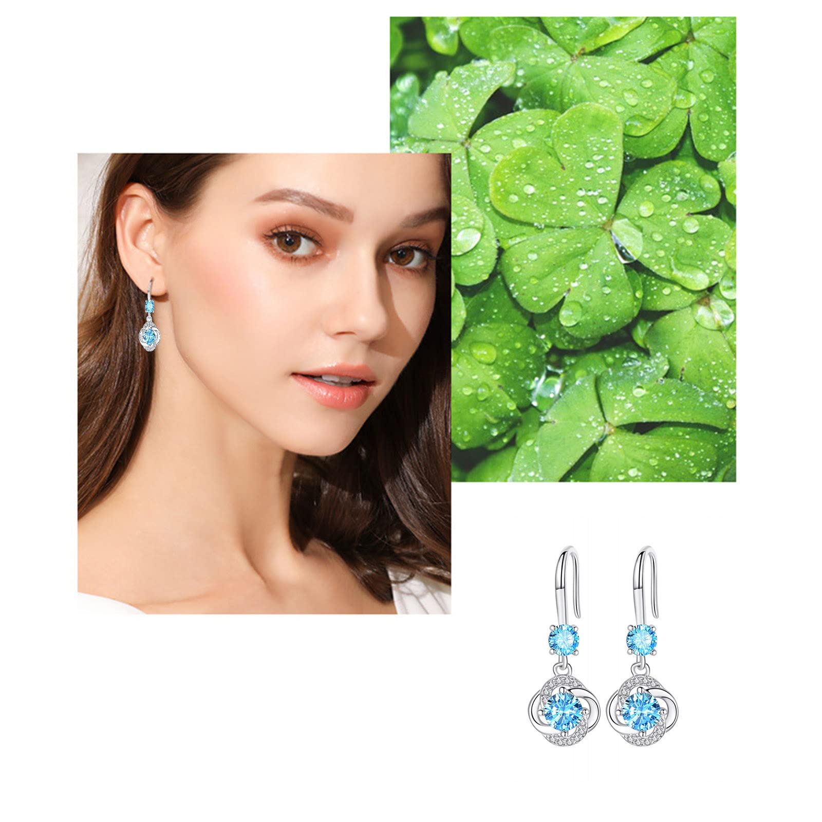 CPZFLYED 4 leaf clover earring crystal dangle