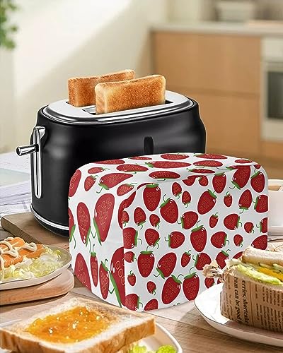 Toaster Cover, 4 Slice Toaster Cover Strawberry Pattern Kitchen Small Appliance Covers, Dust and Machine Washable Bread Maker Cover (12w X 11d X 8h)