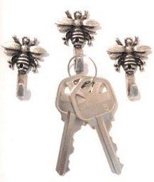 Norma Jean Designs Mini Metal Bumble Bee Hooks, Set of 3, Gold Finish