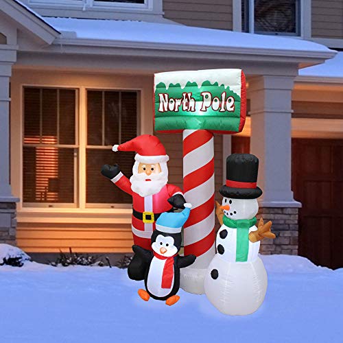 Impact Canopy Christmas Inflatable Decoration, Outdoor Holiday Lighted Snowman-Santa-Penguin, 5' Tall