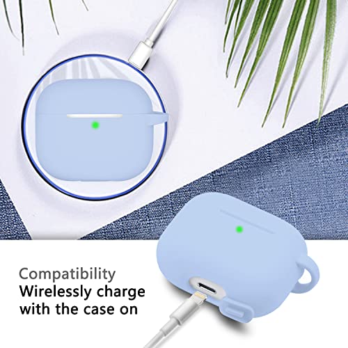 MHYALUDO AirPods 3 Case Cover, Soft Silicone Protective Case Skin for Airpods 3rd Generation 2021 Charging Case with Keychain,Front LED Visible-Sky Blue