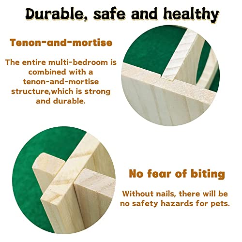 kathson Hamster Wooden Maze Multi-Room Hideouts & Tunnel Exploring Rat Wood House Labyrinth with Removable Wooden Cover for Syrian Gerbils Lemmings Dwarf Mice (Medium (Rectangle))