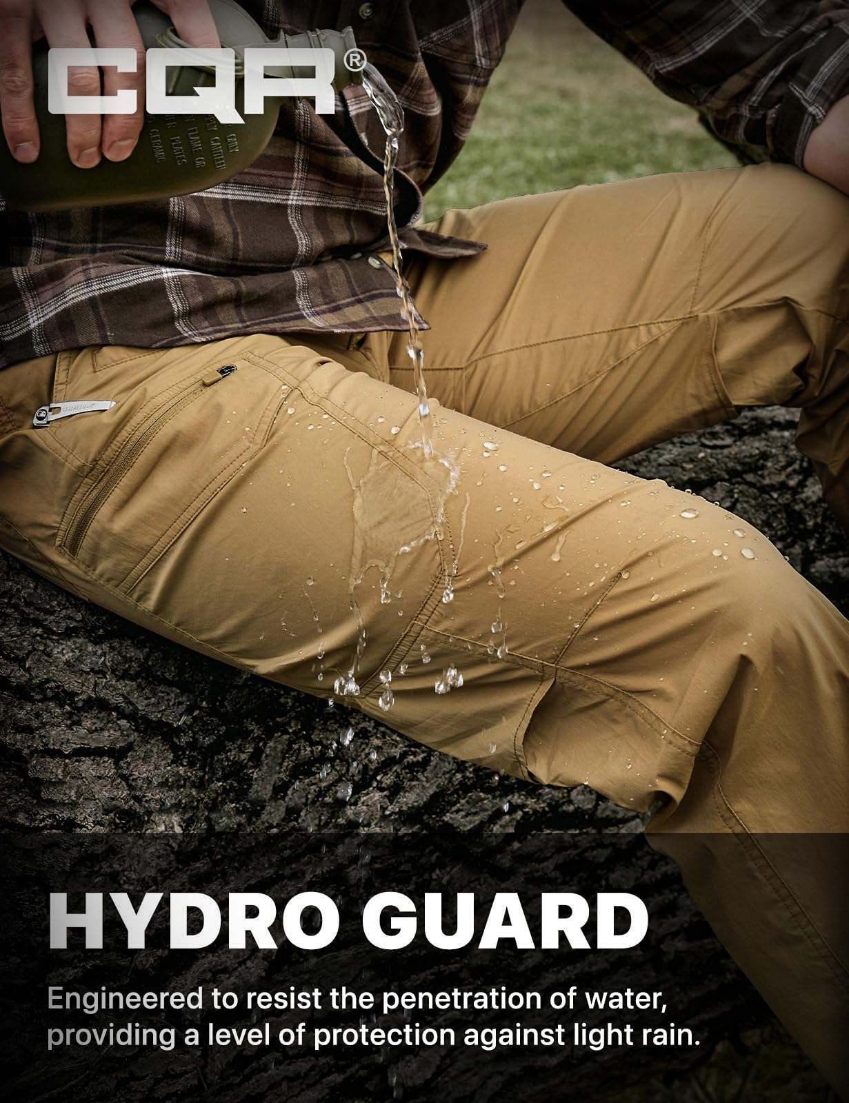 CQR Men's Quick Dry Tactical Pants, Water Resistant Outdoor Pants, Lightweight Stretch Cargo Work Hiking Pants, Driflex Cargo Charcoal, 36W x 30L