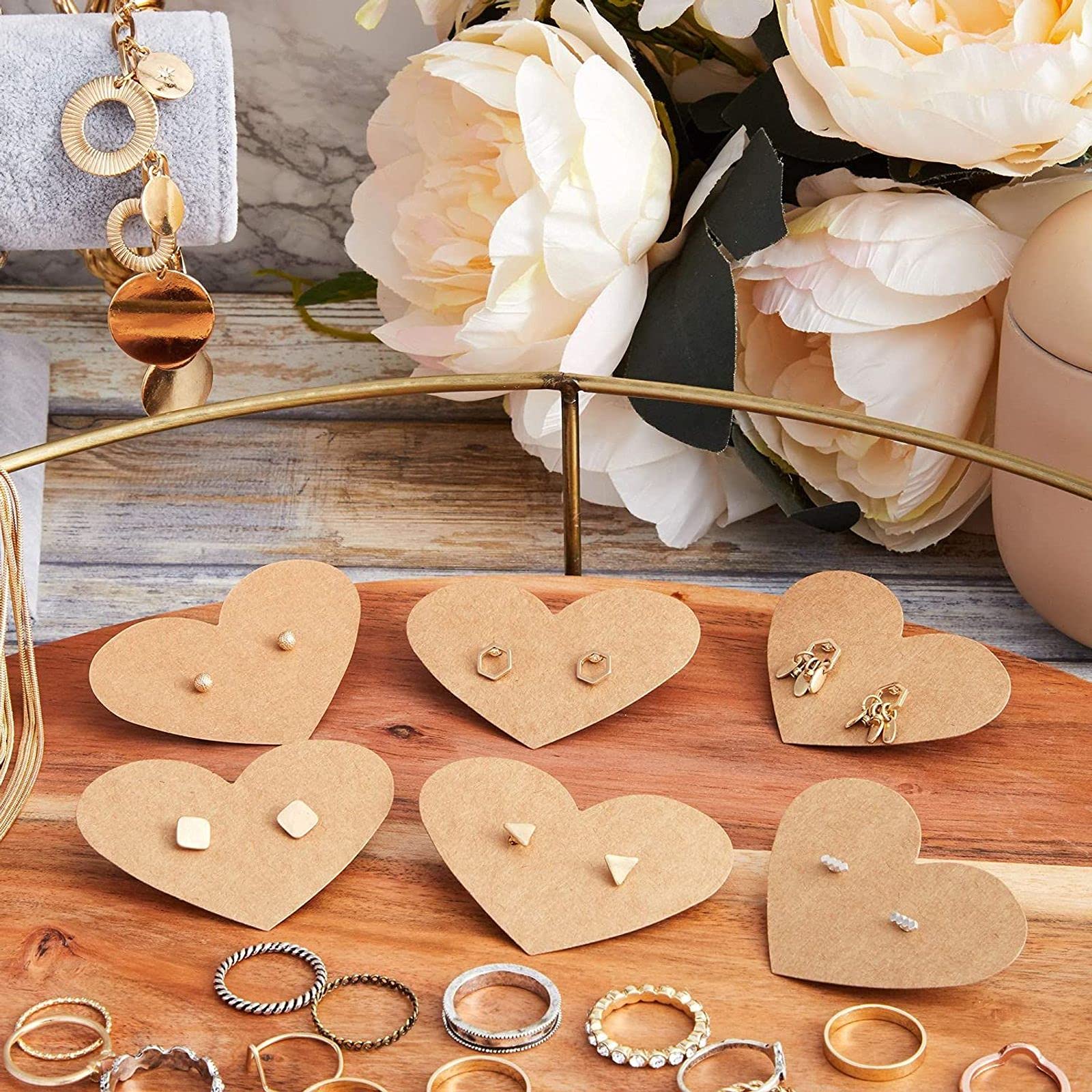 Earring Display Cards, Heart Shaped for Gifts, Retail, Valentine's Gifts (2.5 x 1.7 in, 300 Pack)