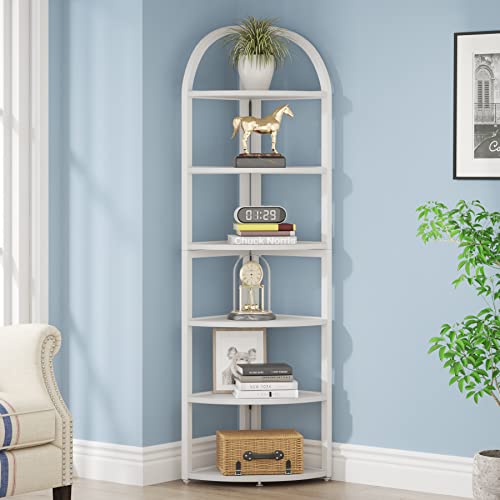 Tribesigns Corner Shelf, Tall Corner Bookshelf for Small Space, Rustic Plant Stand Display Rack for Living Room, Home Office, Kitchen