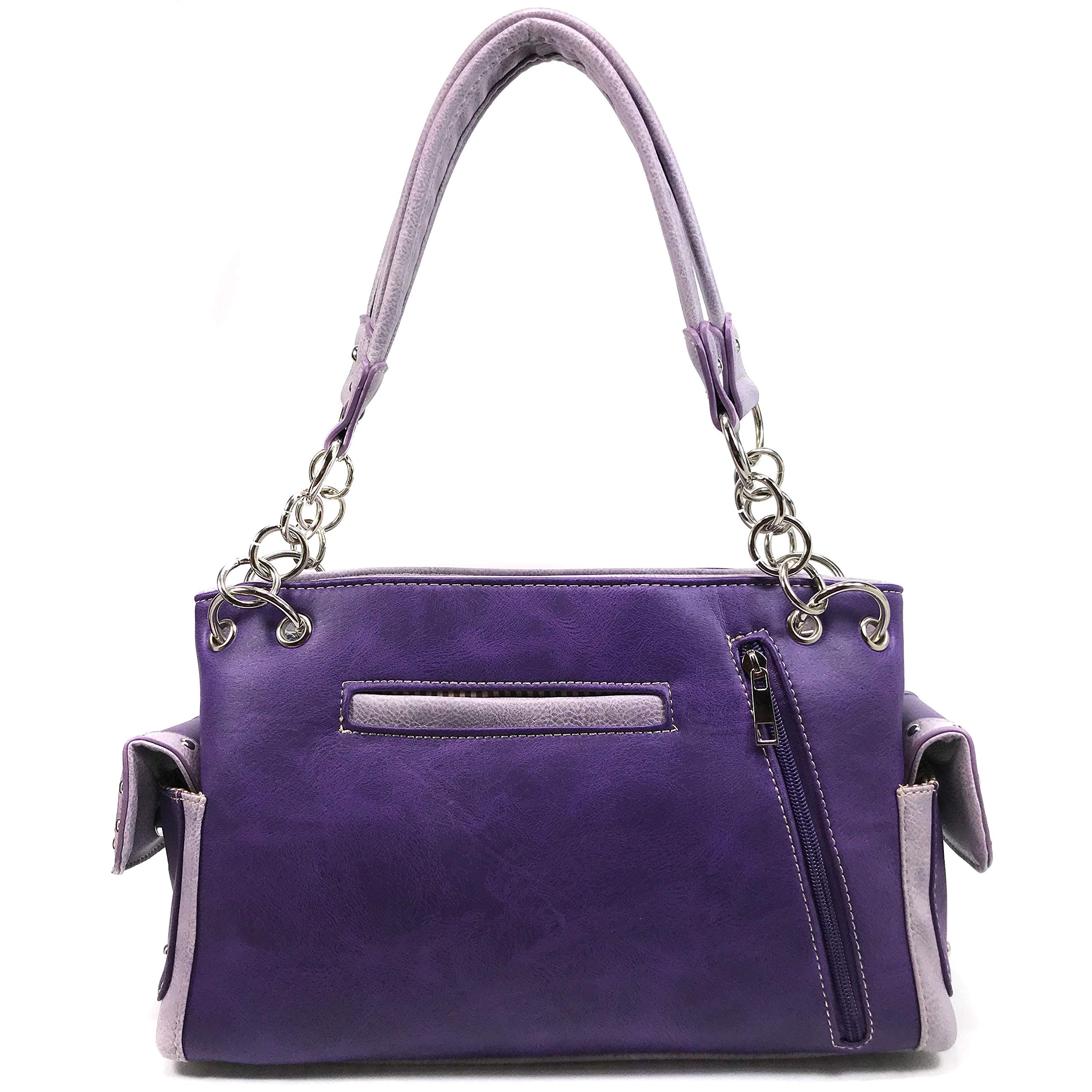 Zelris Butterfly Flower Season Embroidery Women Conceal Carry Handbag Wallet Set (Purple Violet)