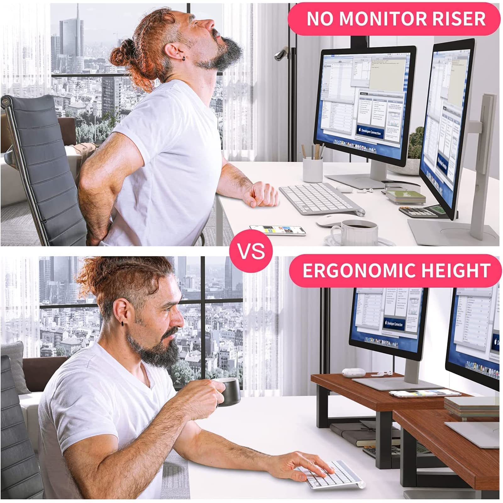 WESTREE Monitor Stand Riser, Desktop Computer Monitor Stand, Multi-Purpose Desk Storage Organizer Shelf for Laptop Computer PC