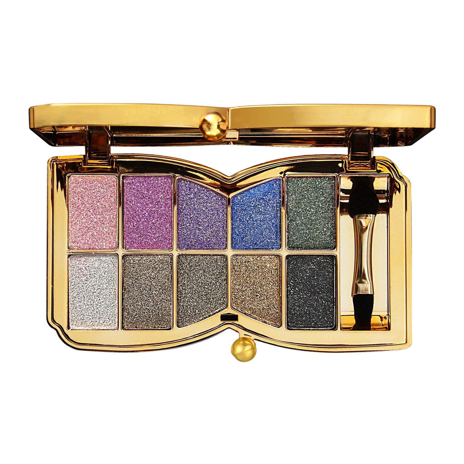 UIFCB Glitter Eyeshadow Palette,10 Colors Sparkle Shimmer Eye Shadow Highly Pigmented Long Lasting Makeup Set Gold(Type 1)