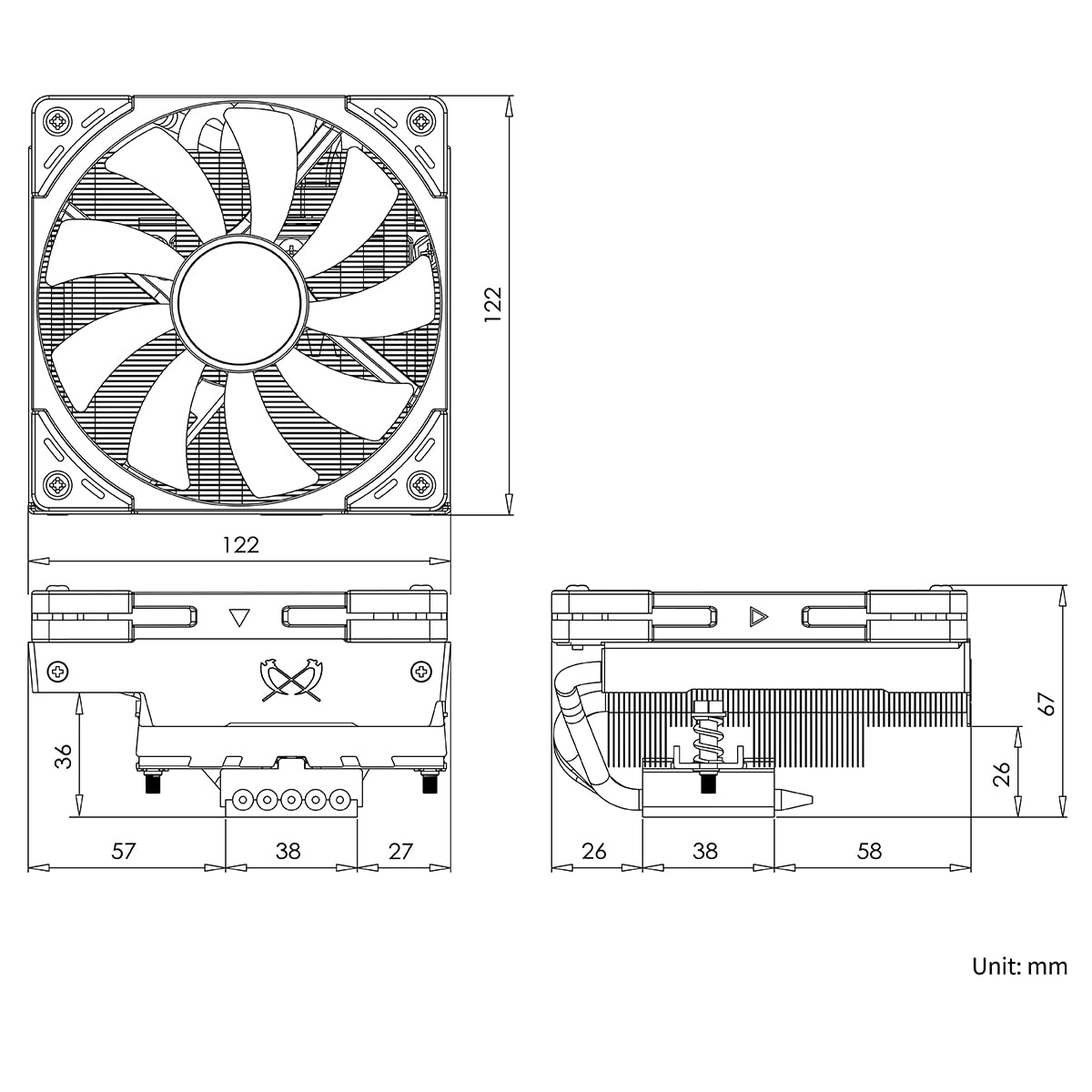 Scythe Big Shuriken 3 Rev.B CPU Air Cooler, 120mm Low Profile (67mm Tall), Intel LGA1700, LGA1151, AMD AM5/AM4/Ryzen