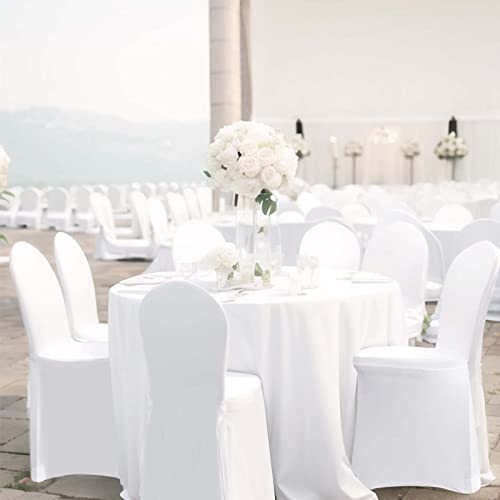 Vencede 10pcs White Stretch Spandex Chair Cover, Chair Covers for Wedding, Universal Fitted Chair Cover Protector for Party, Banquet, Event, Hotel(White 10PCS)