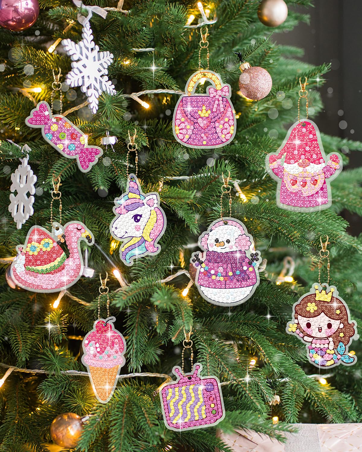 DIY Diamond Painting Keychain Advent Calendar for Girls Ages 4-12, Christmas Craft Gifts