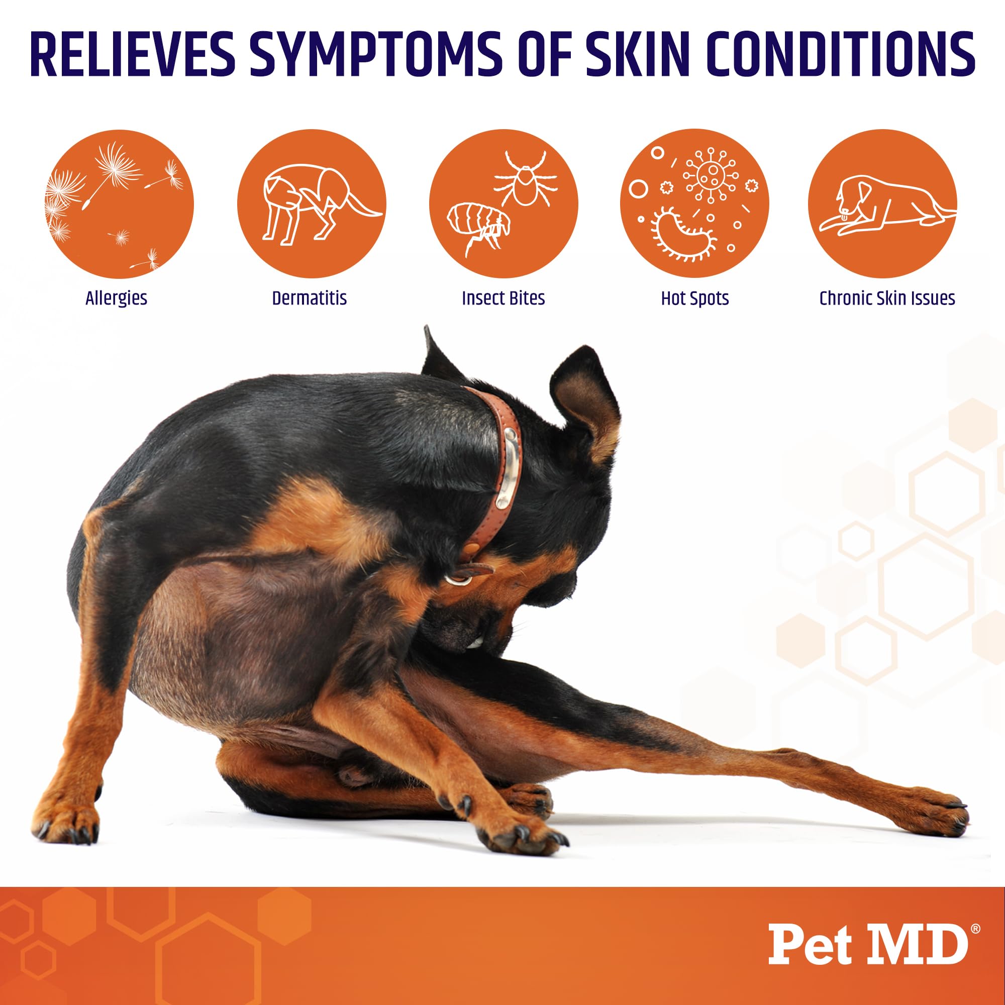 Pet MD Hydrocortisone Spray for Dogs & Cats - Itchy Skin Relief from Hot Spots, Bites, Scrapes, Irritated Skin, & Dermatitis - 4 oz Anti Itch Spray with Pramoxine