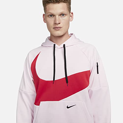 Nike Therma-FIT Men's Pullover Fitness Hoodie (as1, alpha, m, regular, regular, Pink Foam/Pink Foam/University Red/Black)