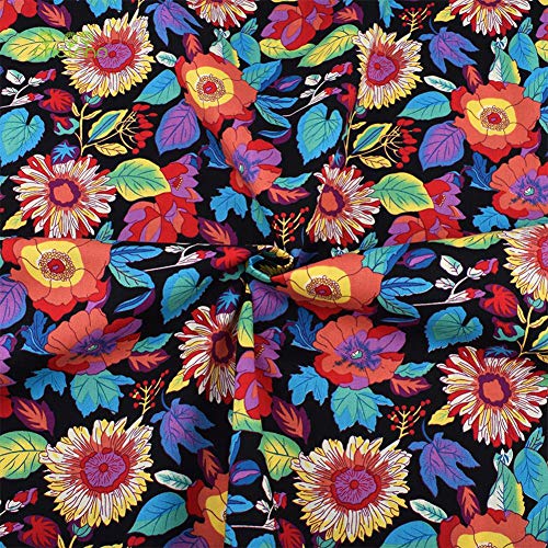 Qimicody Fat Quarters Fabric Bundles, 7 Pcs 100% Cotton 20β x 16β (50cmx40cm) Precut Quilting Fabric Squares Sheets for DIY Patchwork Sewing Quilting Crafting, No Repeat Design (Flower Pattern)