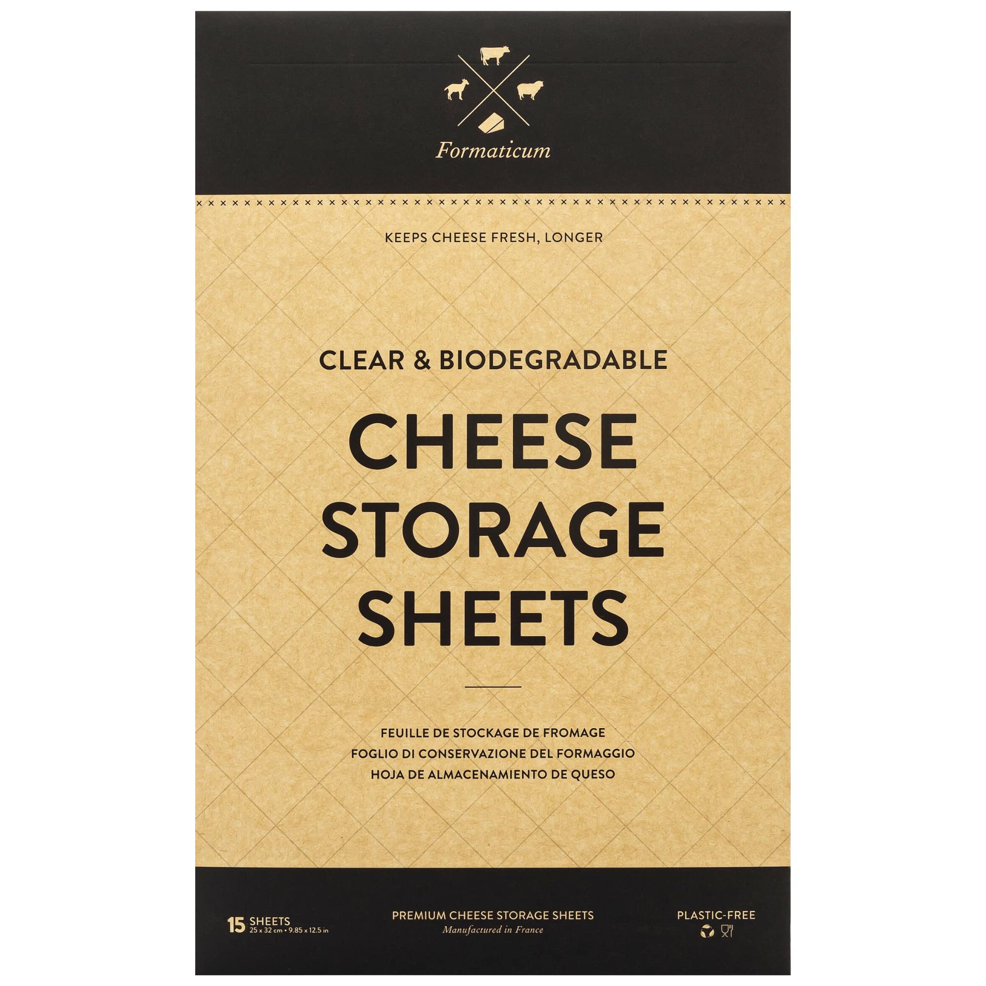 Formaticum Cheese Storage Sheets - Cheese Saver from France- Professional Earth Friendly Transparent Cheese Wrap - Cheese Sheet Savers of wood-based cellulose fibers - Clear 15 Sheets with 9" x 12"