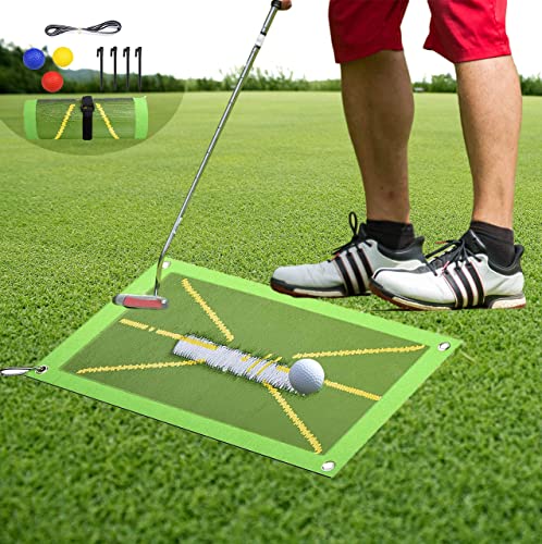 Golf Training Mat for Swing Detection Batting, Golf Swing Mat Trainer Aid Equipment, Golf Hitting Practice Feedback Mat That Shows Swing Path, Analysis Swing Path and Correct Putting Posture