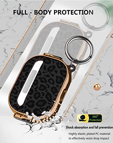OTOPO Compatible AirPods Pro 2nd/1st Generation Case Lock Leopard Women, Double Secure Lock Clip Hard Shockproof Shell Protective iPods Pro 2 Cover Girl with Keychain for Apple AirPod Pro 2nd Gen Case