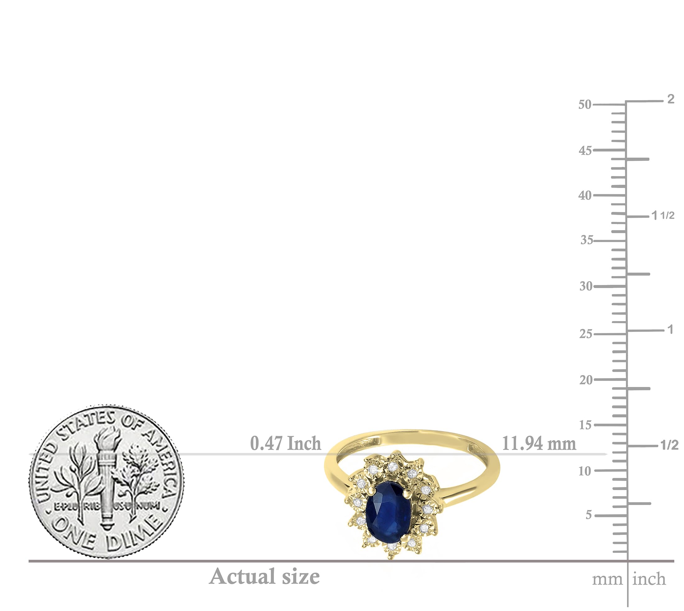 Dazzlingrock Collection 7x5mm Oval Blue Sapphire & Round White Diamond Halo Style Engagement Ring For Women in 14K Solid Yellow Gold Size 6