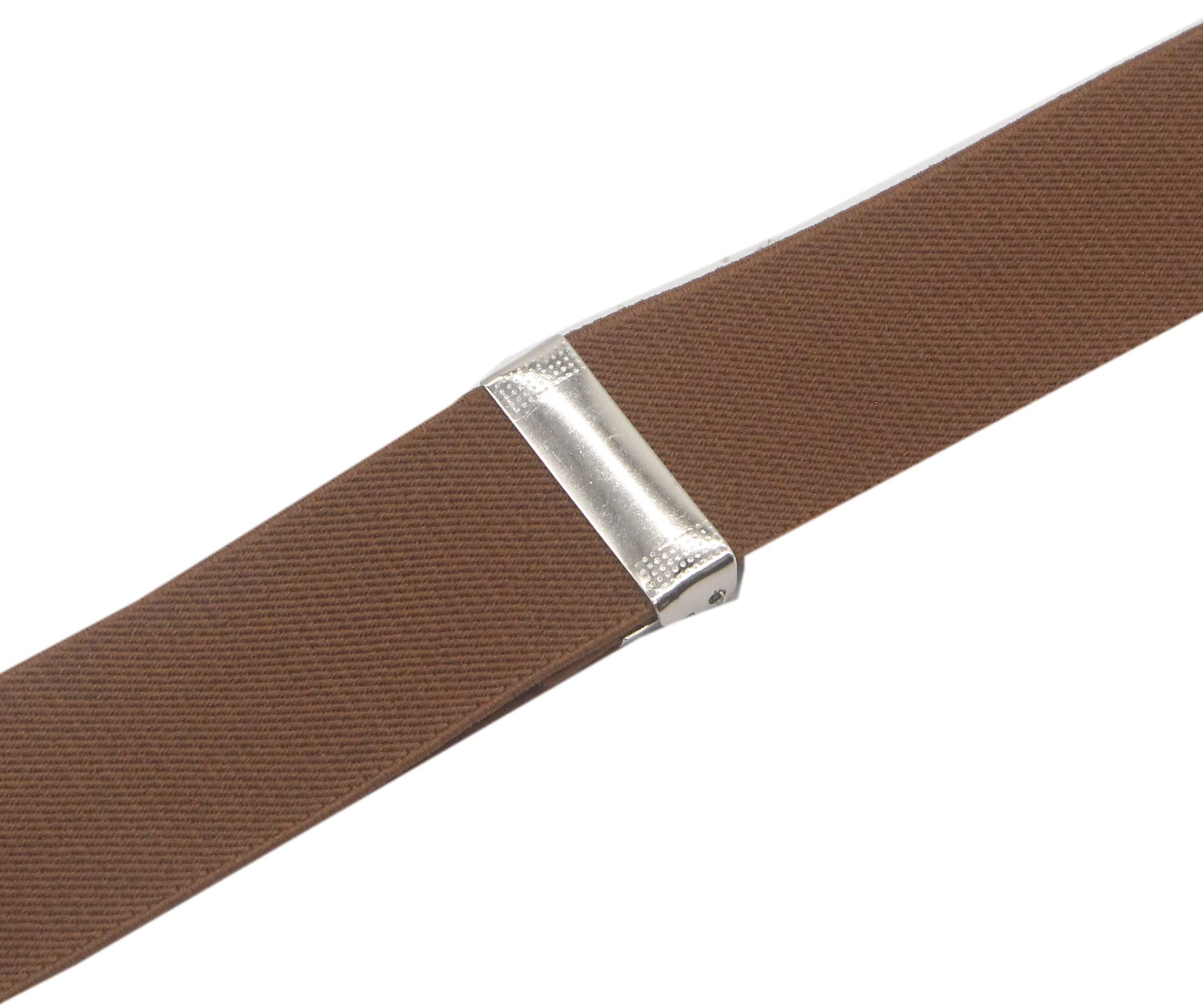 Doloise Adjustable Elastic X Back Style Suspenders for Men's and Women's With Strong Metal Clips (Coffe)