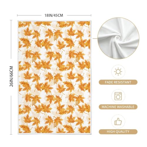 GEEORY Fall Kitchen Dish Towels Set of 2 for Fall Decor,Happy Harvest Printed Maple Leaves 18x26 Inch Drying Dishcloth,Farmhouse Home Decoration GD119