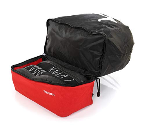 Mintra Sports Drawstring Bags - (Black/Red, Stellar (12in x 18in)) Backpack, Cinch Sackpack, Bag, String, Sports, Gym, Waterproof, Unisex , Used for Gym, Sport, Workout