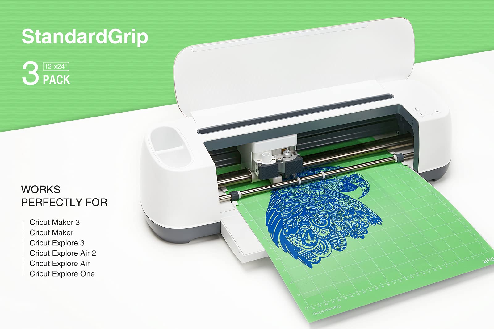 DIYIT 12x12 Cutting Mat Standard Grip for Cricut Maker 3/Maker/Explore 3/Air 2/Air/One, 3 Pieces Green Cutting Mats for Crafts