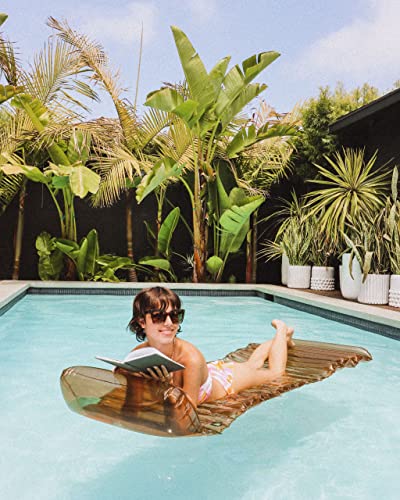 FUNBOY Giant Inflatable Clear Mocha Water Mat Lounger Pool Float, Perfect Summer Pool Party and Entertainment