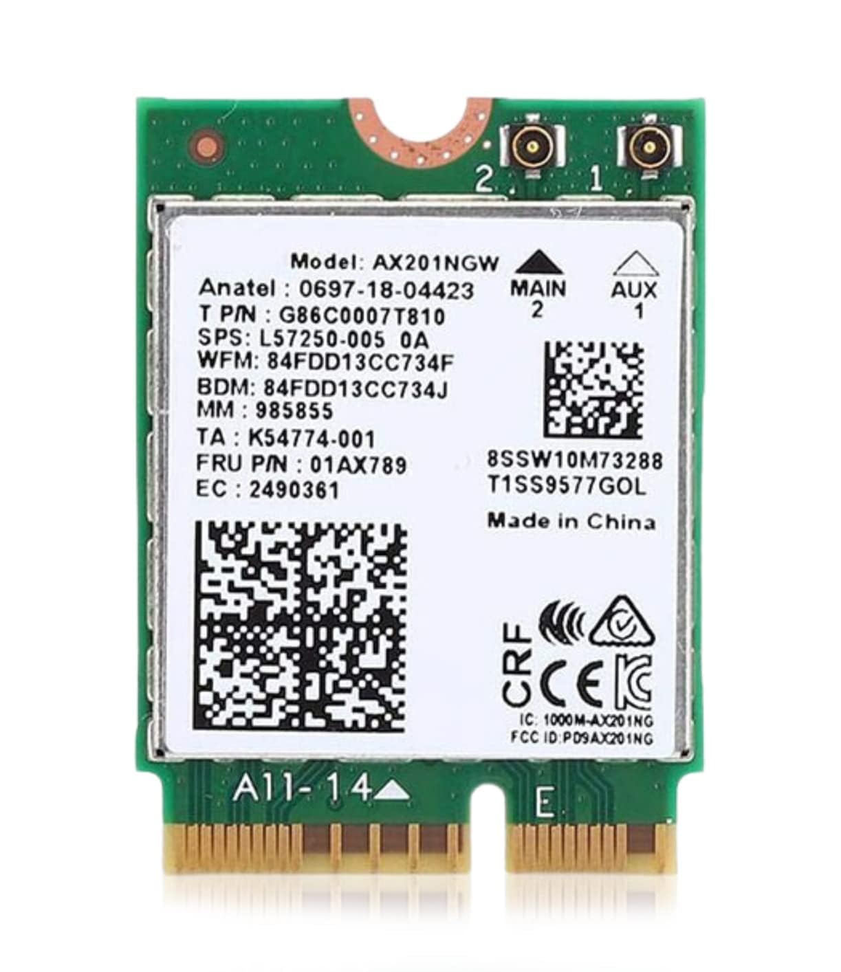 HighZer0 Electronics AX201 WiFi 6 Card | Dual Band Wi-Fi | 2.4 Gbps | CNVio2 M.2 WiFi Card for PC | Supports Bluetooth 5.2 | Requires Intel 10th+ Gen CPU with Windows 10+ or Linux | AX201NGW (AX201)