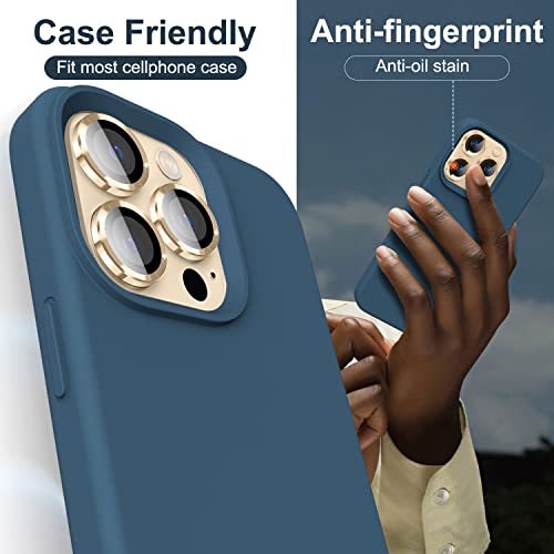 QsmQam [3x2 Pack] Camera Lens Protector for iPhone 14 Pro 6.1" & iPhone 14 Pro Max 6.7", Individual Metal Ring Tempered Glass Camera Cover, Ultra-High Definition,Anti-Scratch, with Installation and Removal Aids(Gold)