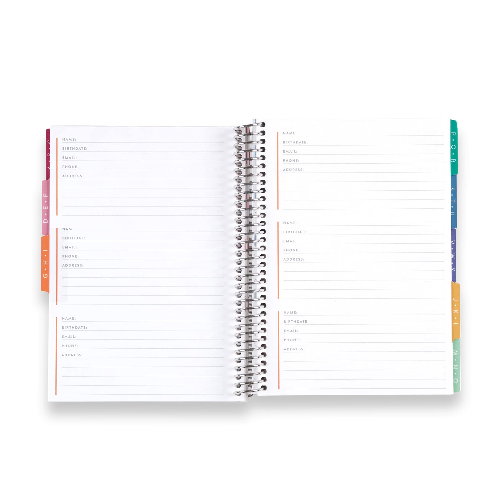 Erin Condren A5 Spiral Bound Address Book. 140 Pages with 9 Tabs. Full Alphabetical Contact Log & Address Book. 80 Lb Thick Paper. Essential Numbers and Locations Tracker