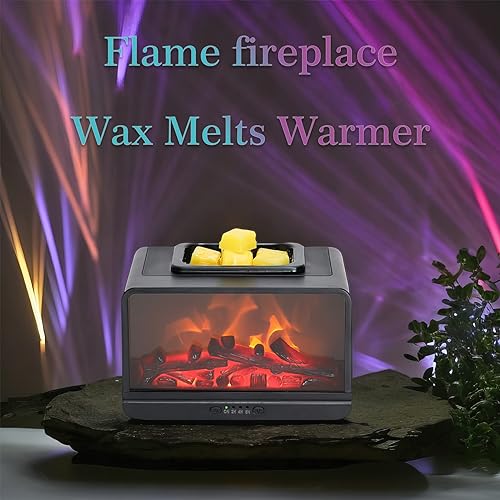 MeplLivs Dynamic Flame Fireplace Electric Wax Melt Warmer PTC Heating Plate Monochromatic Wax Burner Fragrance Wax Warmer for Home Office Gifts & Decor(Black)