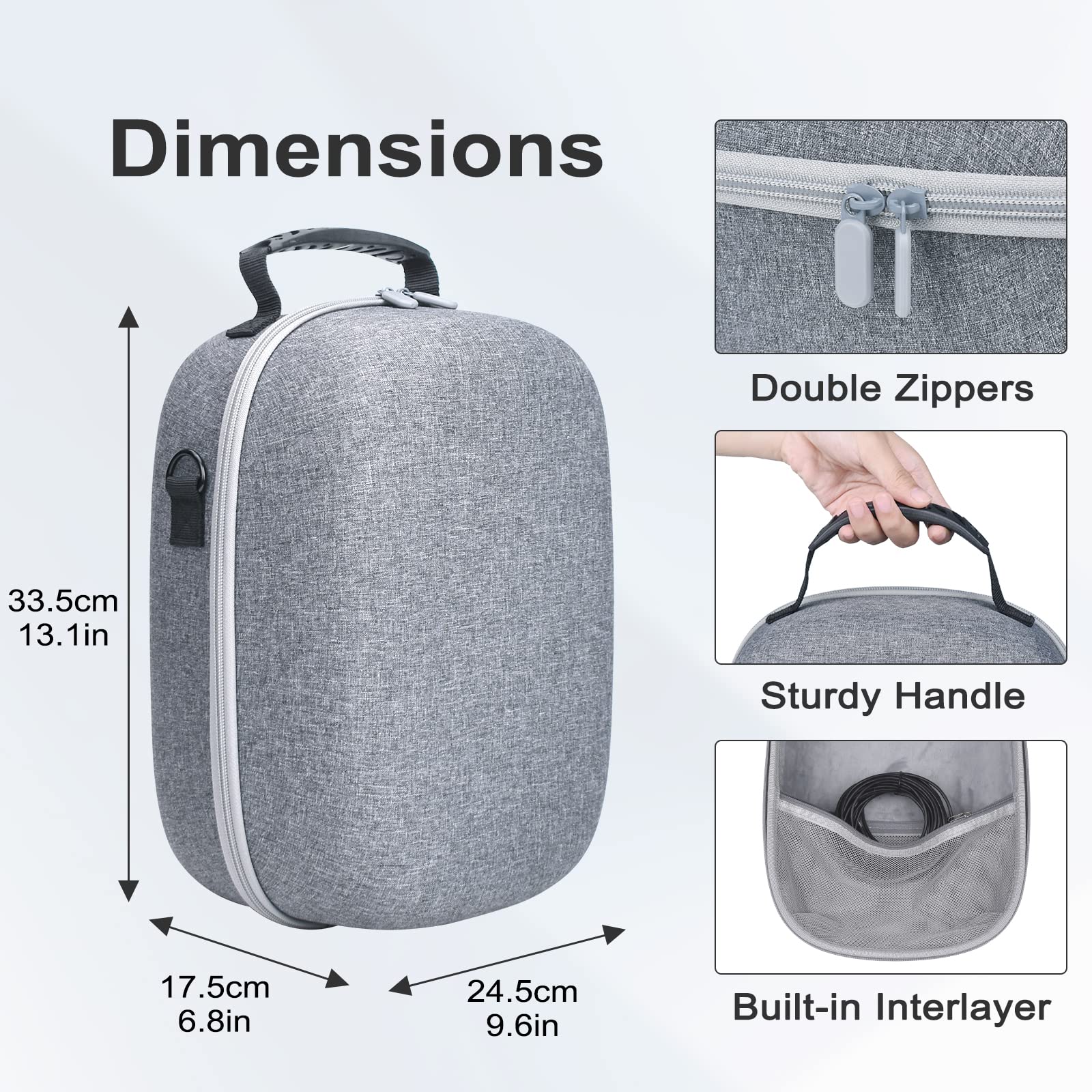 FASTSNAIL Hard Carrying Case & Accessories Bundle Compatible with PS VR2, Protective Storage Case with Lens Protector, Shoulder Strap and Velcro Strips, Portable for Travel and Home Storage