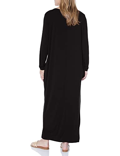 Verdusa Women's Long Sleeve Pocketed Loose Long Maxi Dress Black XL