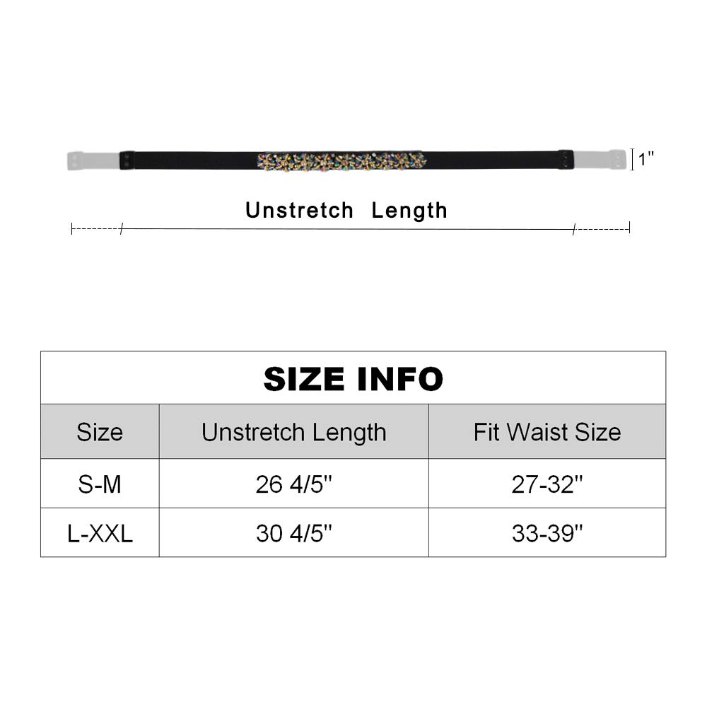 Dorchid Women Rhinstone Belt Full Crystal Buckle Cummerbund Wide Elastic Waistband 7 Colors Long Champagne