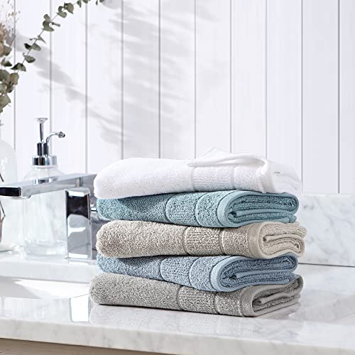 Tommy Bahama- Hand Towels, Absorbent & Fade Resistant Cotton Towel Set, Fashionable Bathroom Decor (Island Retreat Bay Blue, 2 Piece)