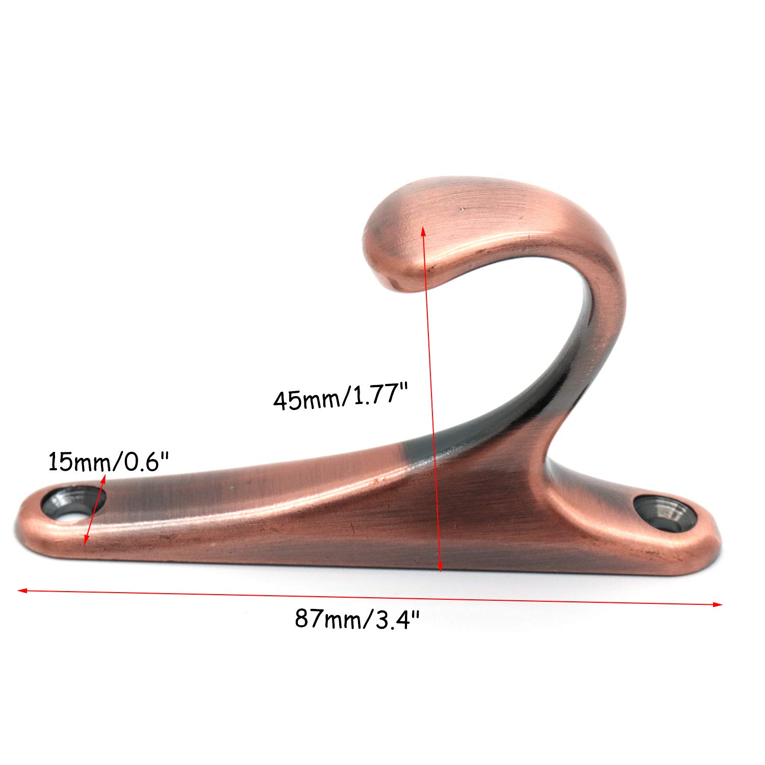 Rannb Single Hook Robe Towel Coat Wall Mounted Hook Red Copper Tone -Pack of 6