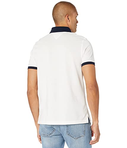 Tommy Hilfiger Men's Short Sleeve Cotton Pique Flag Polo in Regular Fit, Bright White, Medium