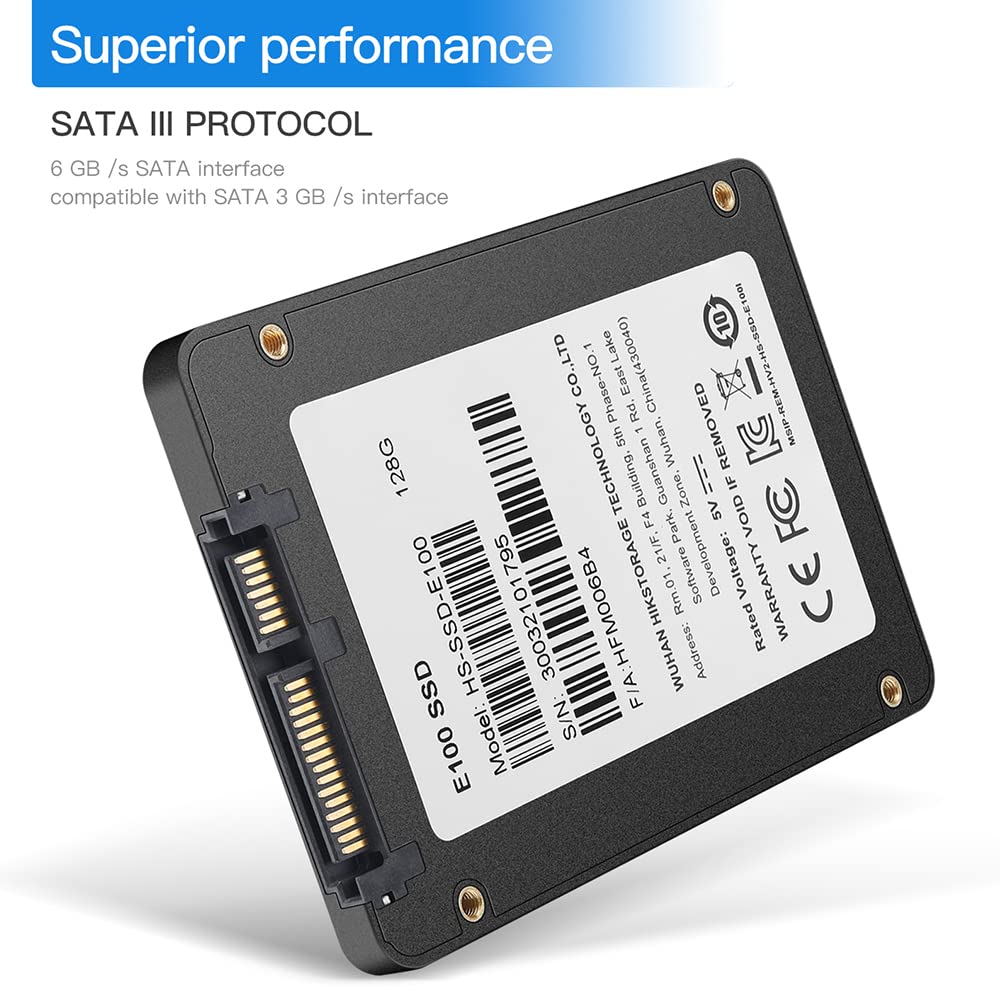 Hikvision E100 2.5'' SSD 128gb, Internal Solid State Drive Disk Storage for Laptop Desktop, Up to 560 MB/s 3D NAND SATA III 2.5 inch