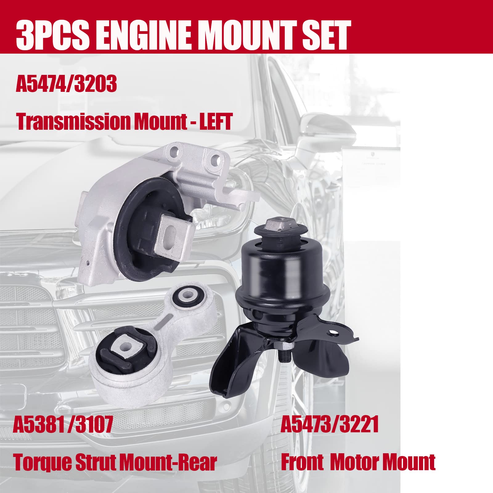 Engine Motor Mount Fits 2006-2009 Ford Fusion L4-2.3L /V6-3.0L 2006-2009 Mercury Milan 2WDL4-2.3L /V6-3.0L 2006 Lincoln Zephyr V6-3.0L