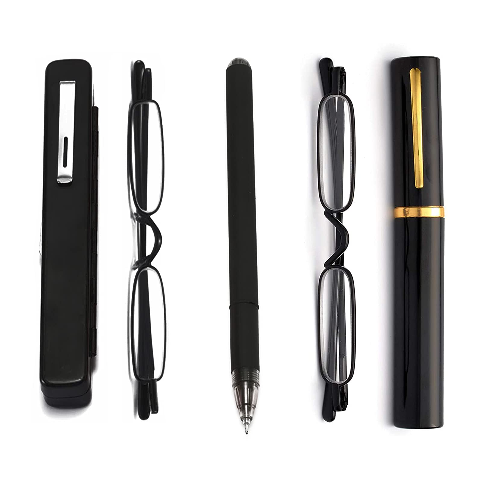 DBEFTLI Mini Metal Reading Glasses - Slim Pocket Readers with Pen Clip Case for Reading Case (2 PCS) 2.50