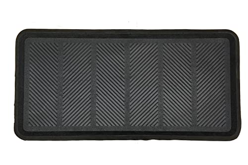 Indoor/Outdoor Hose-Wash Lines Design Non-Slip Rubber 16" x 32" Modern Entryway Mat for Entryway, Patio, Backyard, Garage, 16" x 32", Black