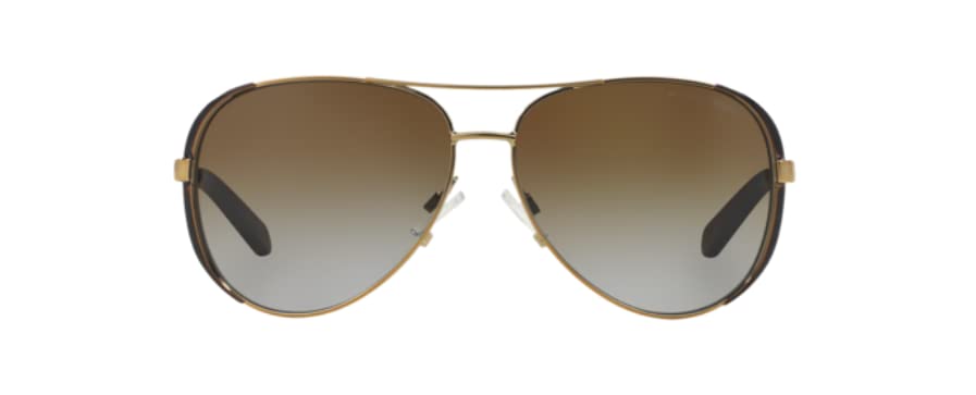 Michael Kors MK5004 CHELSEA Aviator 1014T5 59M Sunglasses For Women + BUNDLE with Designer iWear Eyewear Care Kit Care Kit (Gold/Dark Chocolate Brown/Brown Gradient Polarized)