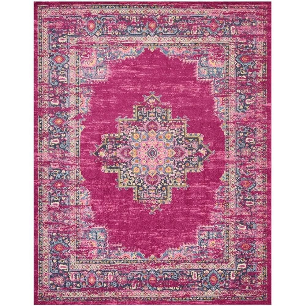 Nourison Passion Fuchsia 8' x 10' Area-Rug, Boho, Traditional, Easy-Cleaning, Non Shedding, Bed Room, Living Room, Hallway (8x10)