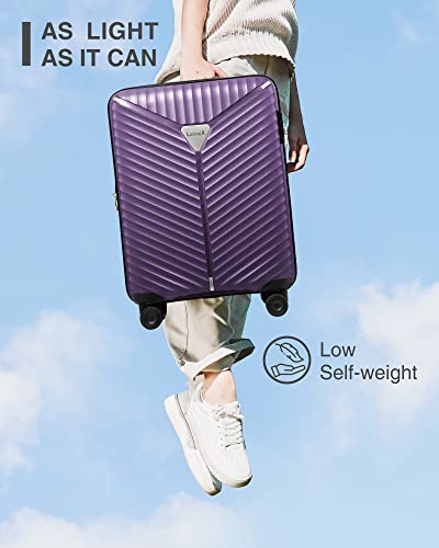 LUGGEX 24 Inch Luggage with Spinner Wheels - Purple Luggage with TSA Lock - Checked Suitcases for Travel, Lightweight and Expandable