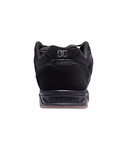 DC Men's Stag Low Top Skate Shoe, Black/Gum, 7 D US