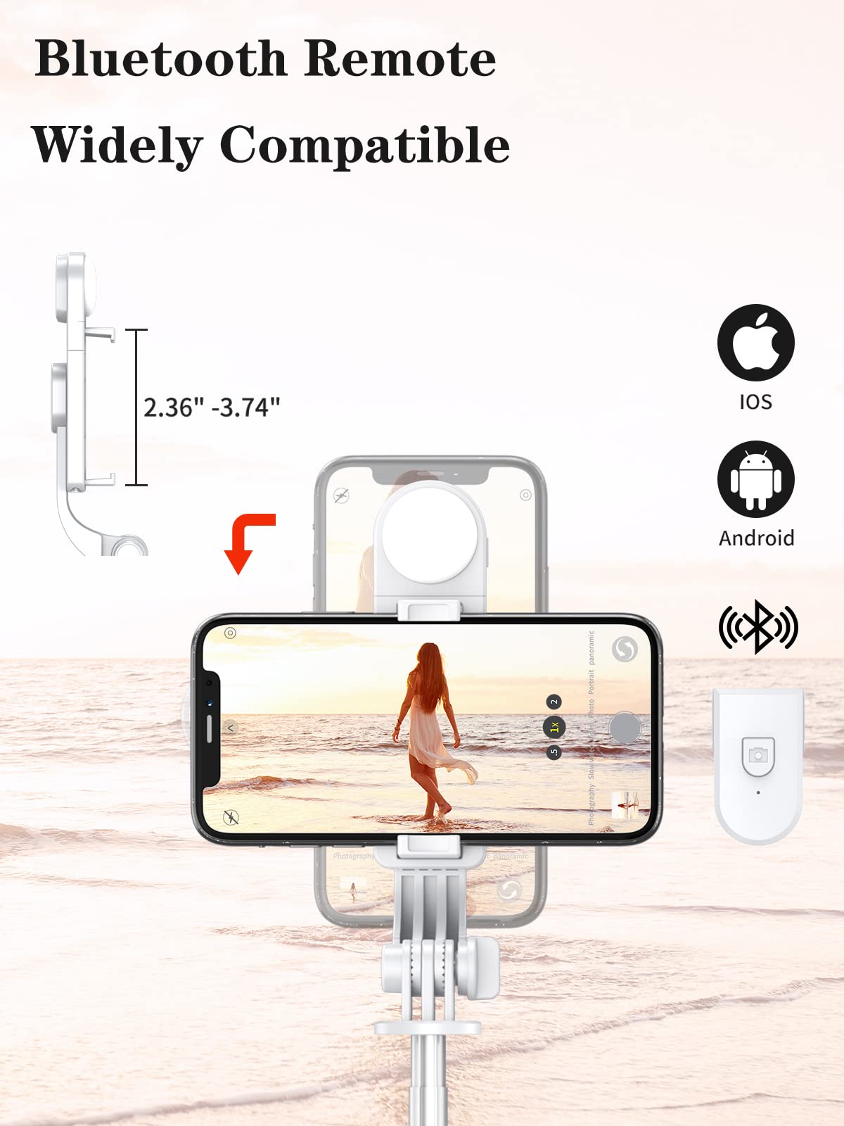 Selfie Stick Tripod with Wireless Remote, 46'' Cellphone Selfie Stick Tripod with LED Fill Light, for iPhone 16/15/14/14 pro/13/13 Pro/12/11/11 Pro/XS Max/XS/XR/X/8/7 and Android Smartphone(Upgrade)